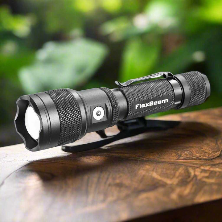 POWERTAC FlexBeam- 1200 Lumen Adjustable Beam Rechargeable Flashlight ...