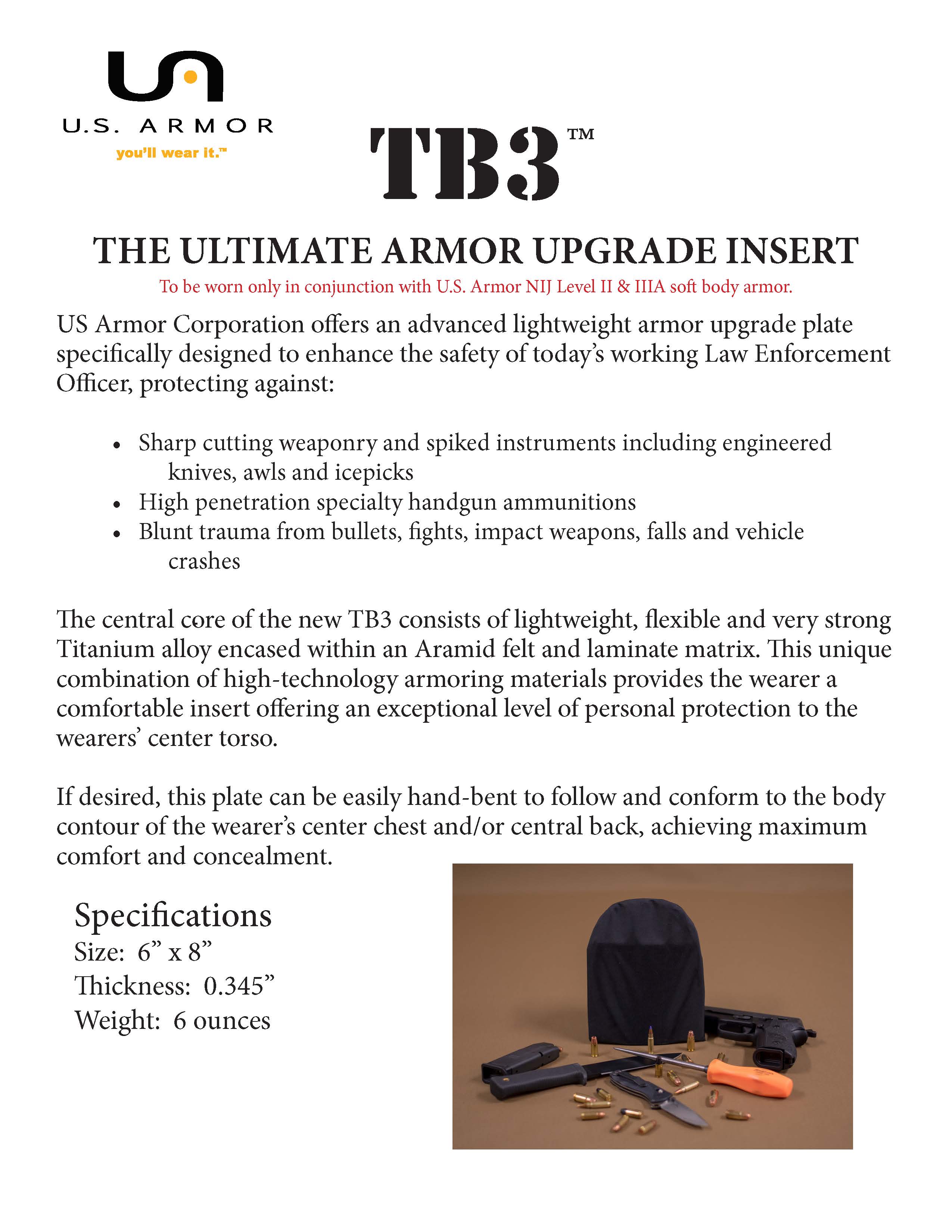 US ARMOR TB3 TRAUMA PLATE – Tactical Wear